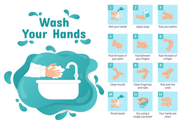 How to wash your hands properly step step Vector Image