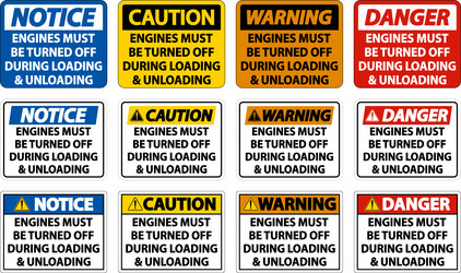 Danger engines must be turned off sign on white Vector Image
