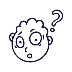 Round abstract face with questioning emotion Vector Image