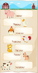 Days of the week with animals on signs Royalty Free Vector