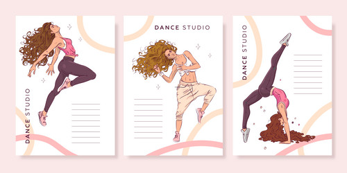 Hand drawn dance studio poster collection Vector Image
