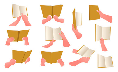 Hand with book isolated on white background open Vector Image