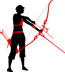 Silhouette attractive male archer bending a bow Vector Image