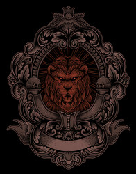Vintage lion with engraving style Royalty Free Vector Image