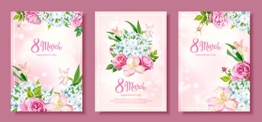 8 march postcard mega collection set Royalty Free Vector