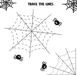 Halloween maze game spider and his web worksheet Vector Image