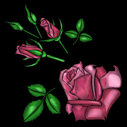 Red roses embroidery Royalty Free Vector Image