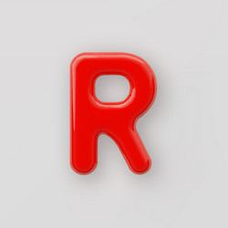 3d red plastic uppercase letter a with glossy Vector Image