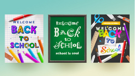 Welcome back to school cute pupils kids Royalty Free Vector