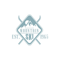 Skiing mountain emblem design Royalty Free Vector Image
