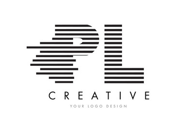 Pl p l zebra lines letter logo design Royalty Free Vector