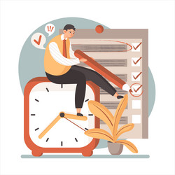 Serious young employee ticking off tasks on to-do Vector Image