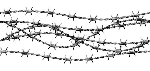 Barbed wire background sharp barbwire border Vector Image