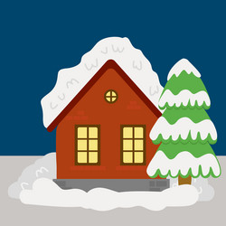 House covered with snow winter landscape Vector Image