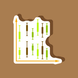 Paper sticker on stylish background economic chart