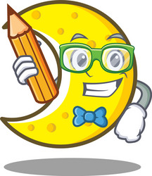 Crying crescent moon character cartoon Royalty Free Vector