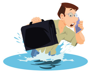 Business man sinking holding briefcase in hands Vector Image