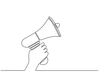 Continuous one line drawing of horn speaker hold Vector Image