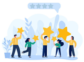 People characters giving five star feedback Vector Image