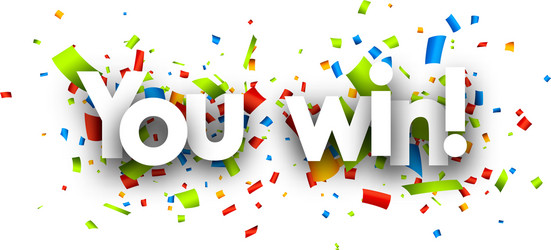 Purple you win sign on white background Royalty Free Vector