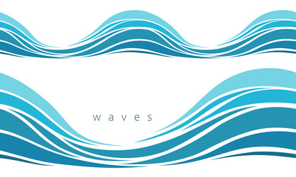 Marine seamless pattern with stylized blue waves Vector Image