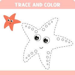 Trace and color crab handwriting practice Vector Image