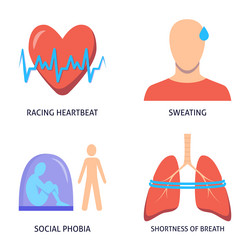 Stress symptoms and causes icon set Royalty Free Vector