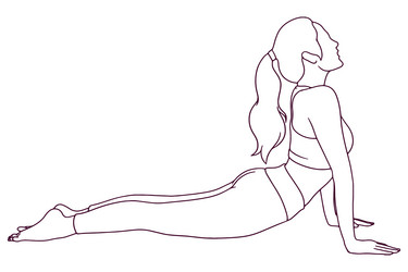 Outline cute pose bunny girl Royalty Free Vector Image