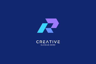 Letter r logo design with blue swash Royalty Free Vector