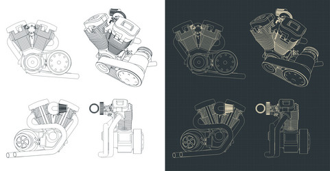 V twin engine and crown template Royalty Free Vector Image