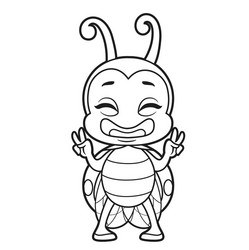 Cute happy cartoon little ladybug stand Royalty Free Vector