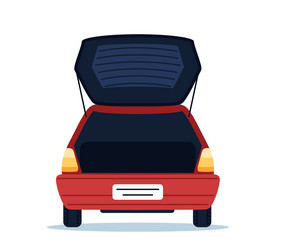 Red car with open hood concept Royalty Free Vector Image