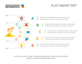 Five phases process chart template Royalty Free Vector Image