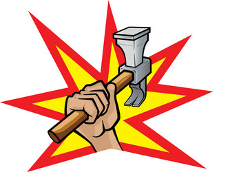 Raised fist holding hammer Royalty Free Vector Image