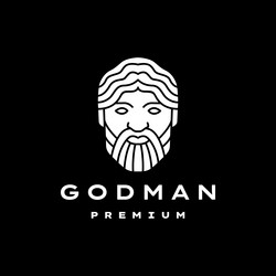 Bearded man god greek outline logo icon Royalty Free Vector