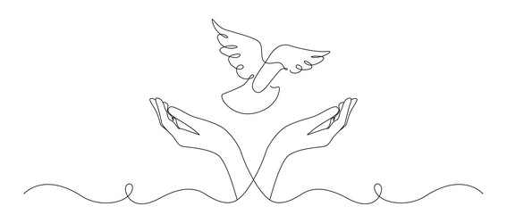 One continuous line drawing of flying dove Vector Image