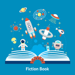 Astronomy book with astronaut in space Royalty Free Vector