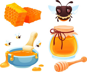 Cartoon cute bees character set isolated Vector Image