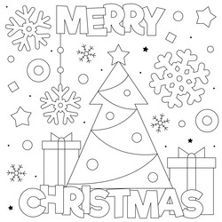 Merry christmas coloring page black and white Vector Image