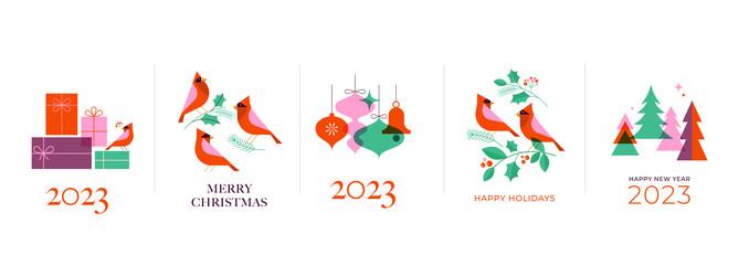 Collection of christmas decorations holiday gifts Vector Image