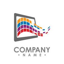 Abstract data tech logo design pc dekstop Vector Image
