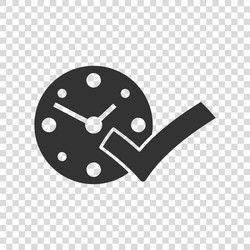 Clock check mark icon in flat style timer Vector Image