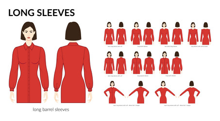 Set of sleeves - long short puff knit circle Vector Image