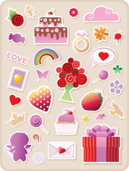 Collection of cute sweet stickers Royalty Free Vector Image
