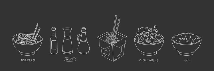 Chalk style asian cuisine dish ingredient Vector Image