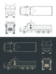 Dump truck blueprint Royalty Free Vector Image