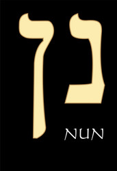 Hebrew alphabet - letter nun gematria fish symbol Vector Image