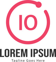 Initial io logo template with modern frame Vector Image