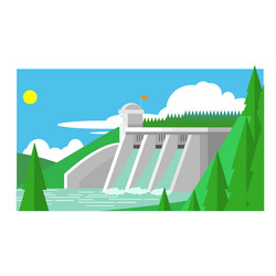 Different design of dam by river Royalty Free Vector Image