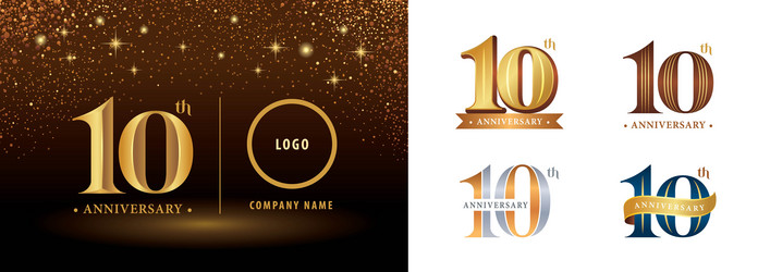 Set of 10th anniversary logotype design ten years Vector Image